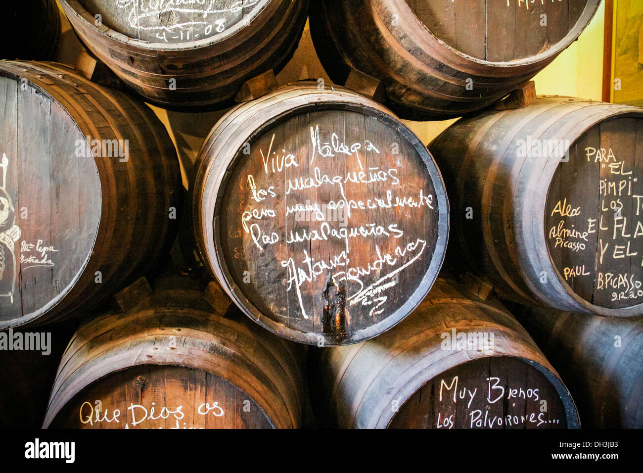 Antonio Banderas signed wine barrel in Spain Stock Photo - Alamy