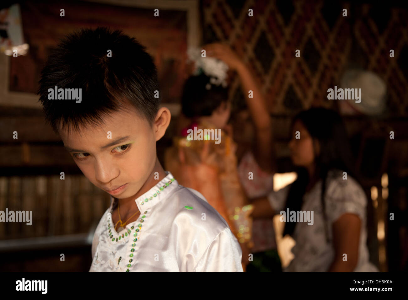 Young boy preparing for his Buddhist initiation ceremony Bagan ...