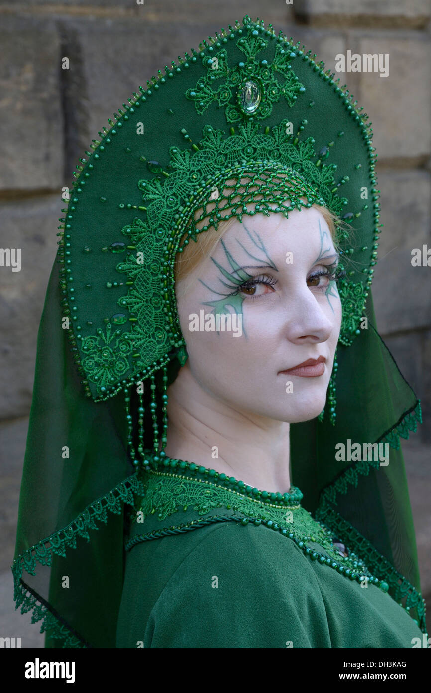 Young woman in scene clothes, inspired by Russian folklore, Wave-Gotik ...