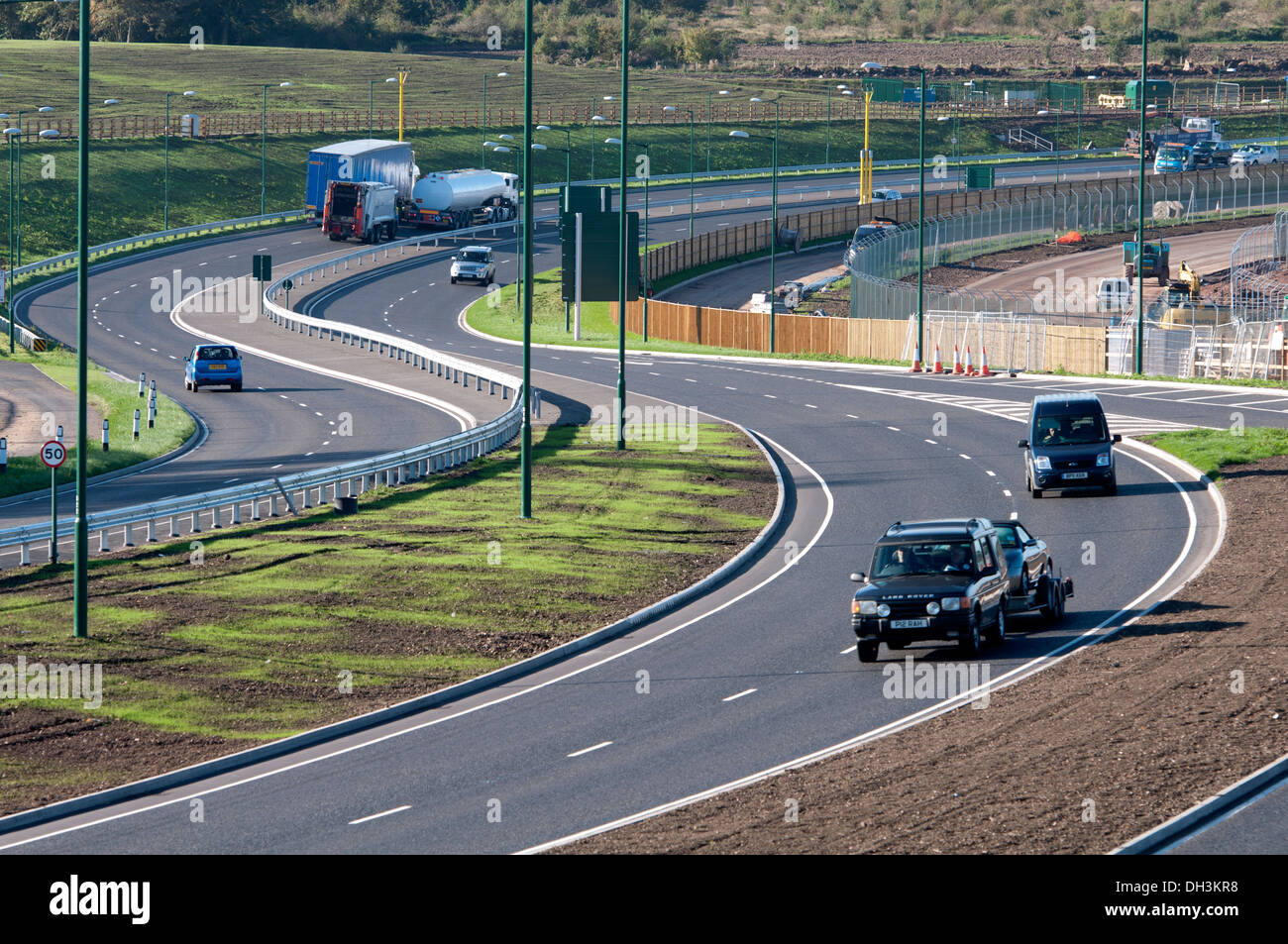 Birmingham Airport runway extension, diverted A45 road, Birmingham, UK ...