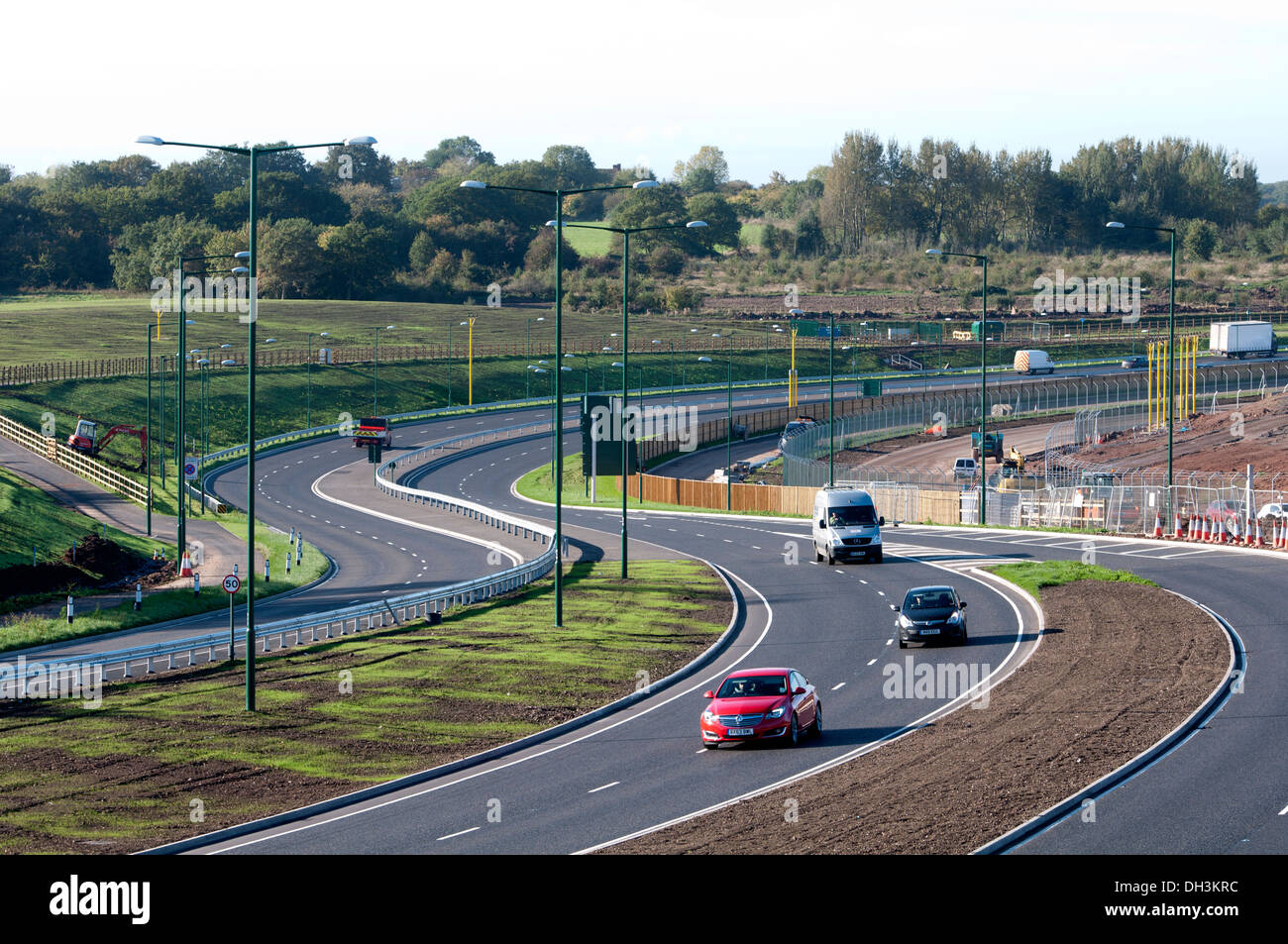 Birmingham Airport runway extension, diverted A45 road, Birmingham, UK ...