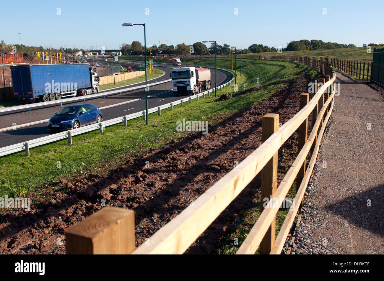Birmingham Airport runway extension, diverted A45 road, Birmingham, UK ...