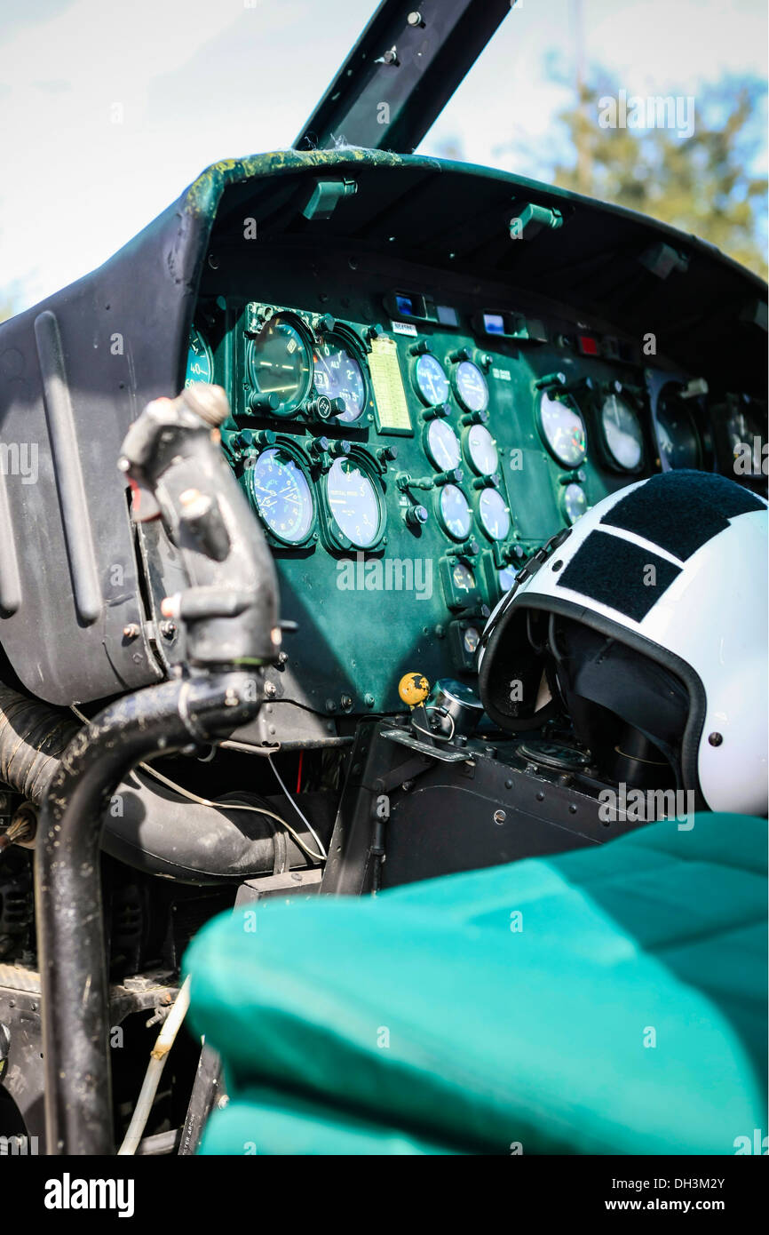 Old Bell Huey helicopter cockpit Stock Photo - Alamy