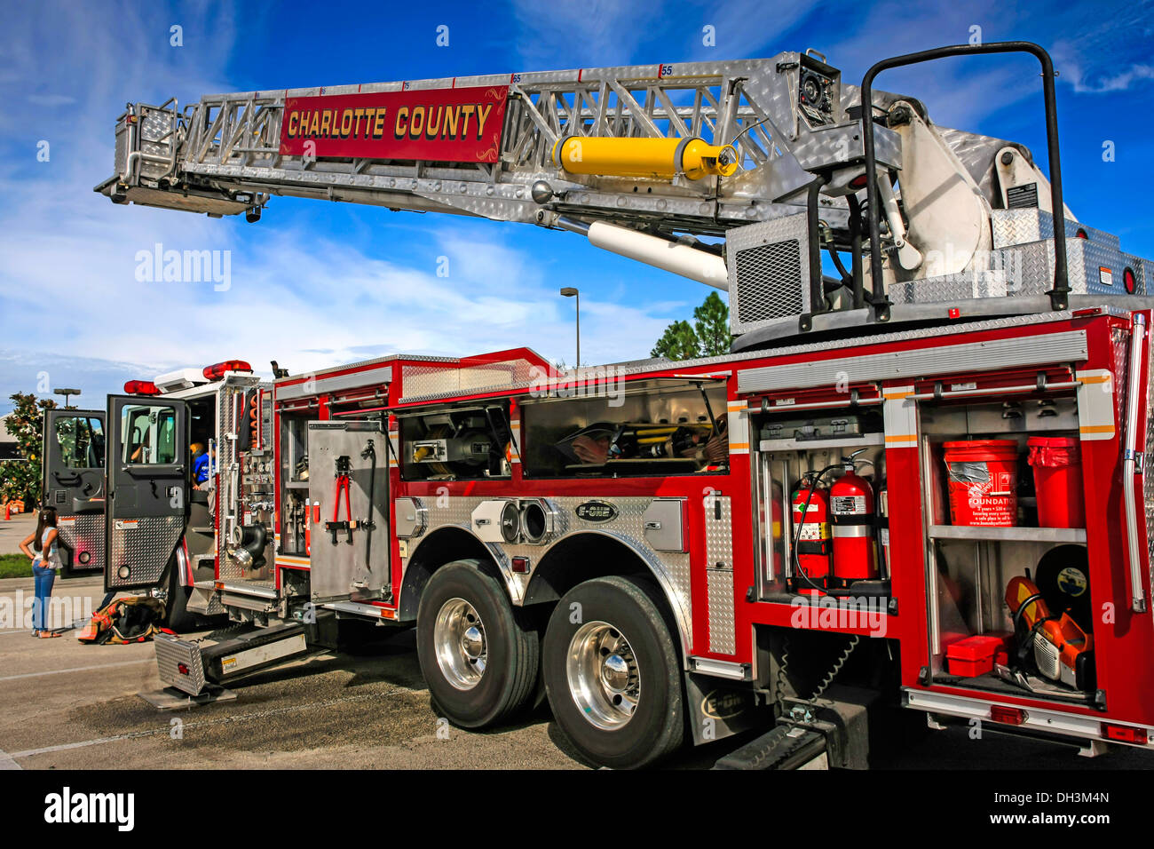 Charlotte County fire truck with a turntable extender ladder Stock ...