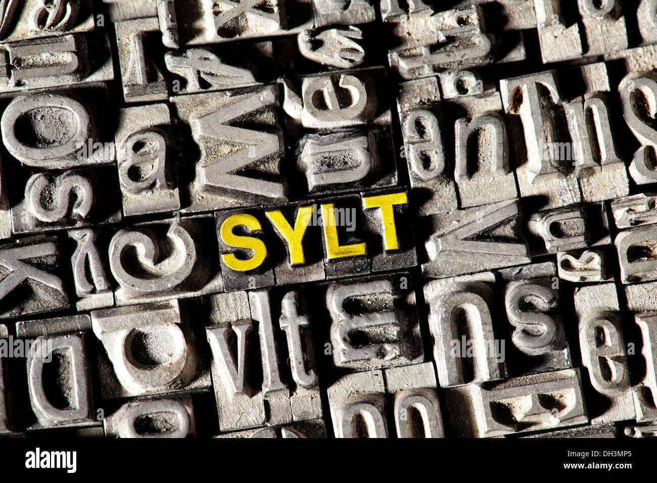 Old lead letters forming the word "SYLT Stock Photo - Alamy