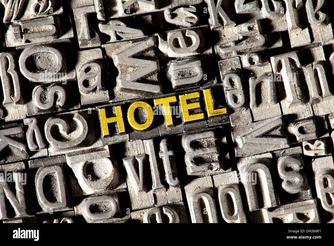 Old lead letters forming the word "HOTEL Stock Photo - Alamy