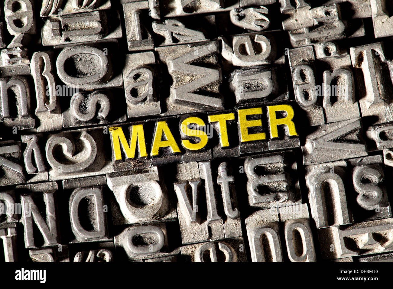 Old lead letters forming the word "MASTER Stock Photo - Alamy