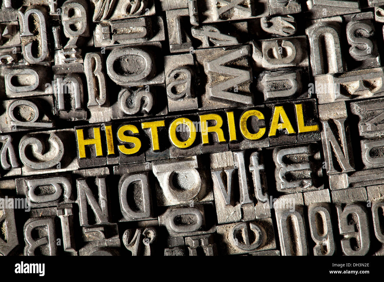 Old lead letters forming the word "historical Stock Photo - Alamy