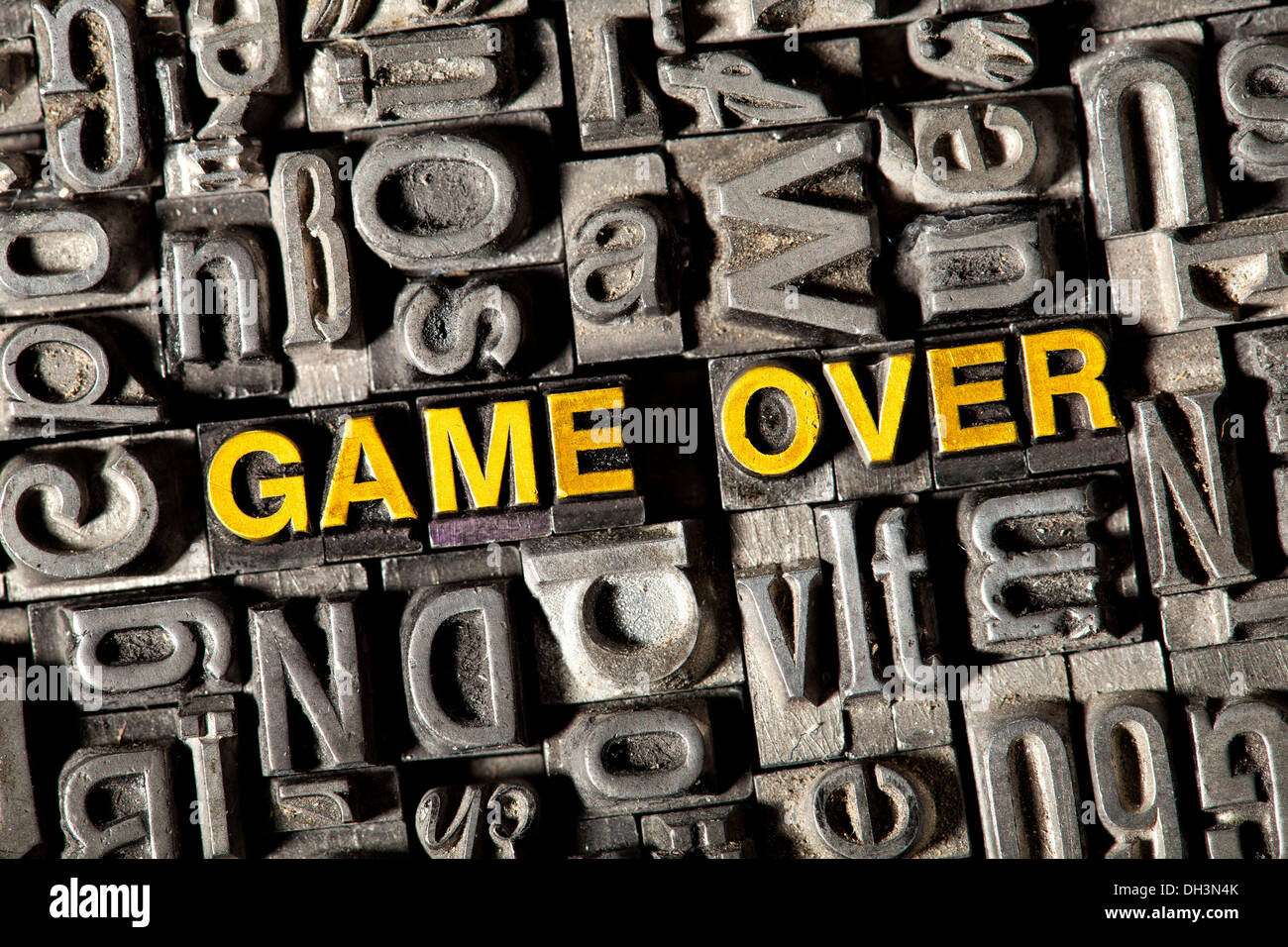 Old lead letters forming the words "GAME OVER Stock Photo - Alamy