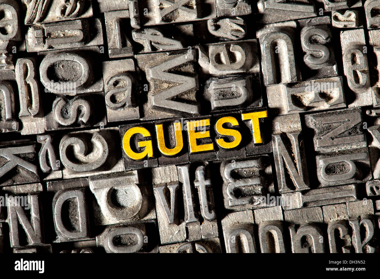 Old lead letters forming the word "GUEST Stock Photo - Alamy