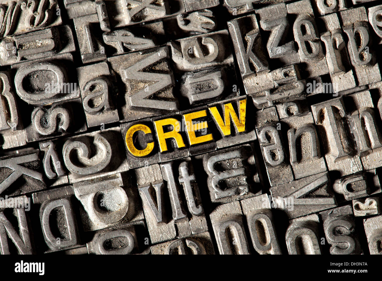 Old lead letters forming the word CREW Stock Photo - Alamy
