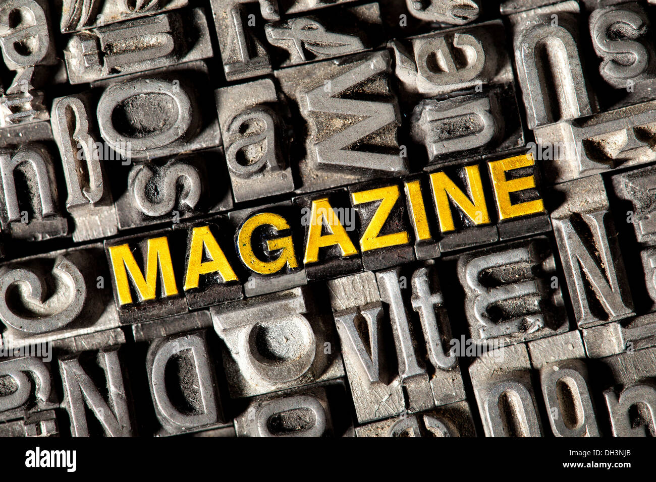 Old lead letters forming the word "MAGAZINE Stock Photo - Alamy