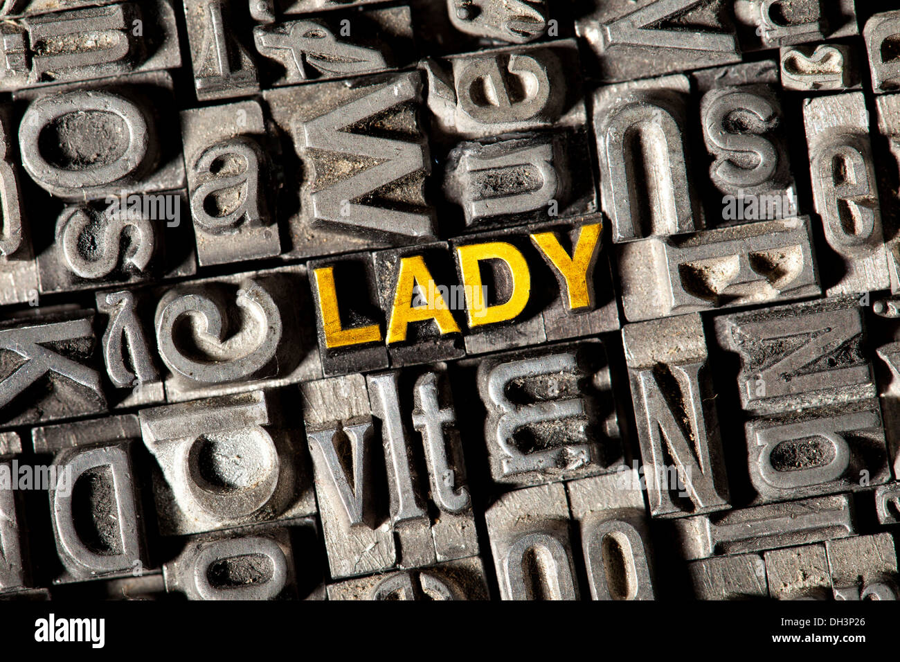 Old lead letters forming the word "LADY Stock Photo - Alamy
