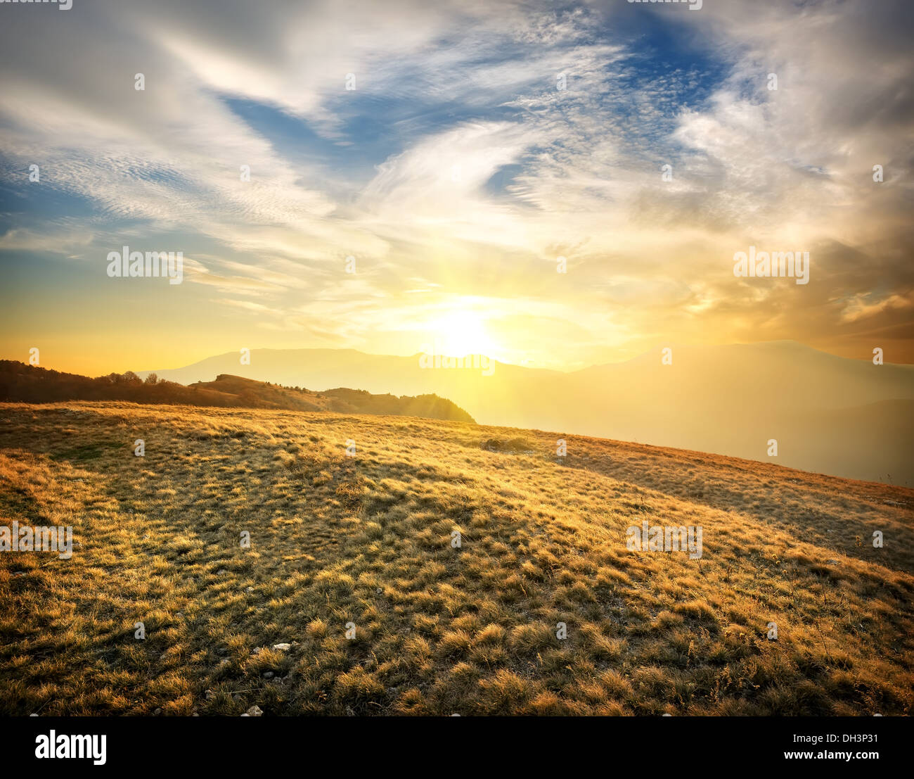 Beautiful sunset in mountains nature hi-res stock photography and ...