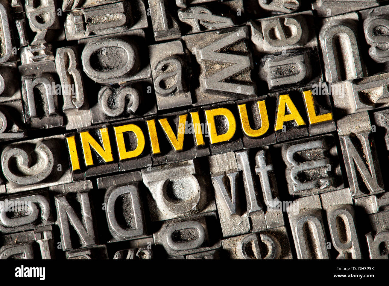 Old lead letters forming the word "INDIVIDUAL Stock Photo - Alamy