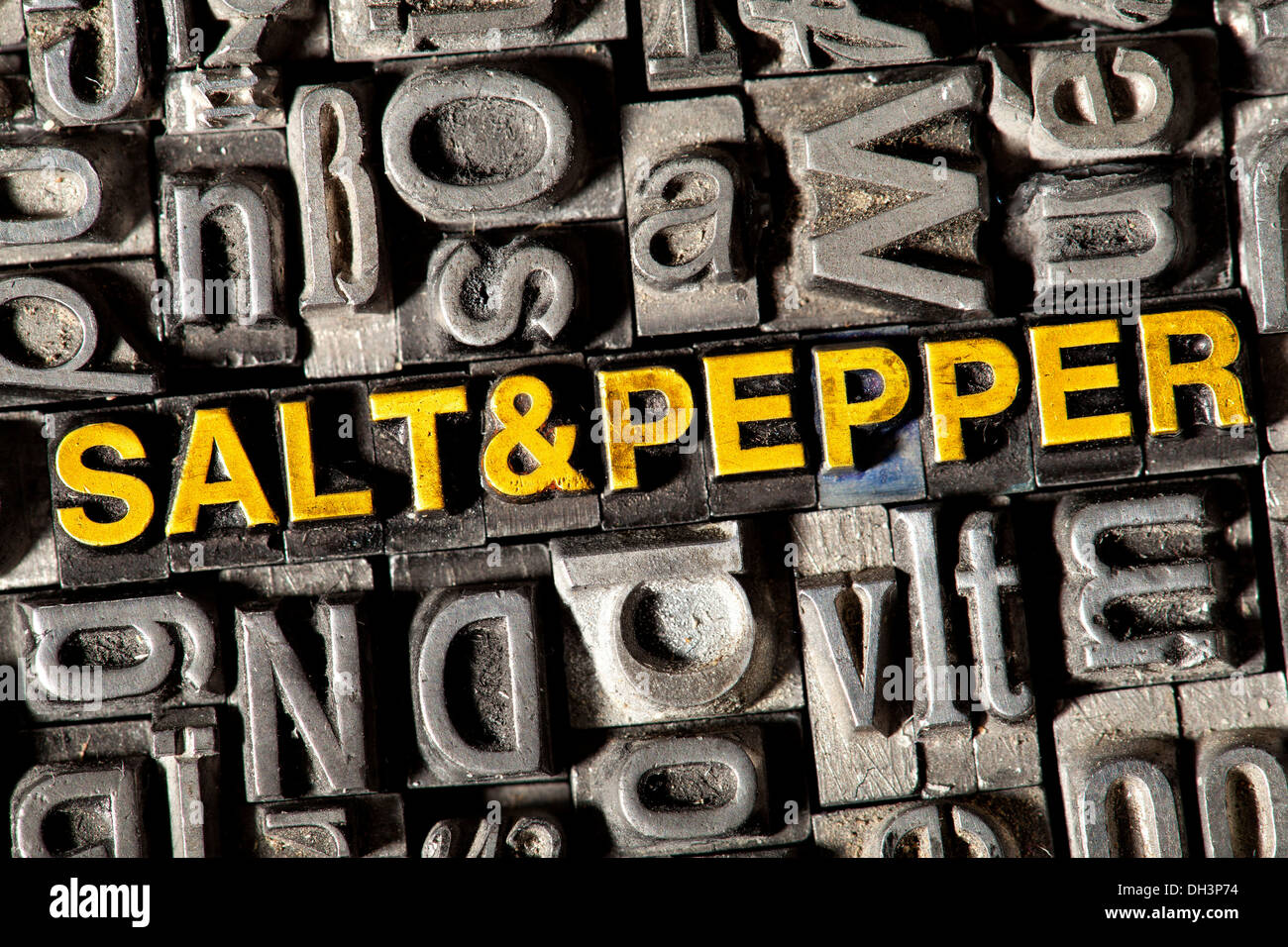 Old lead letters forming the words SALT & PEPPER Stock Photo - Alamy