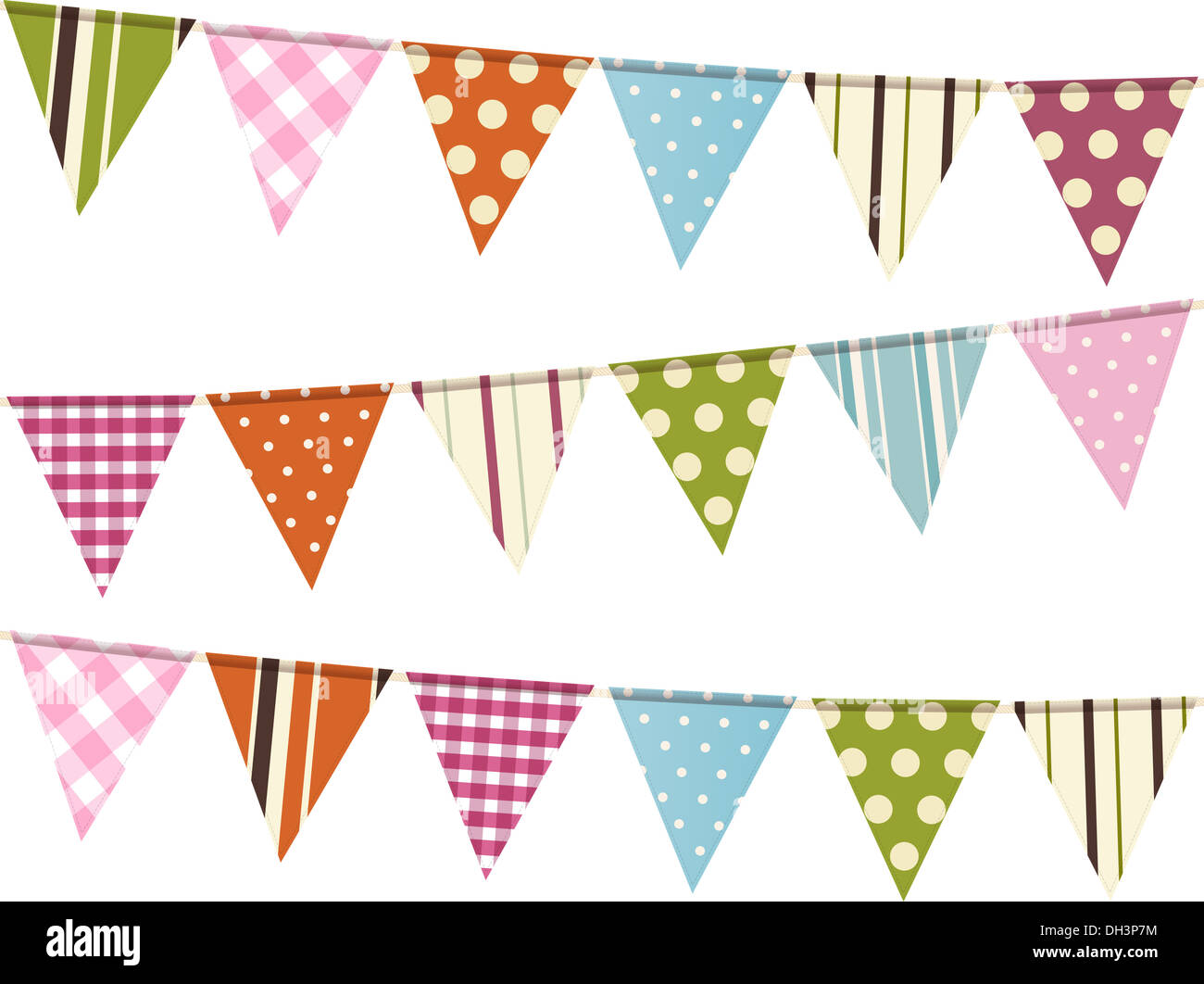 Bunting flags on a white background Stock Photo - Alamy