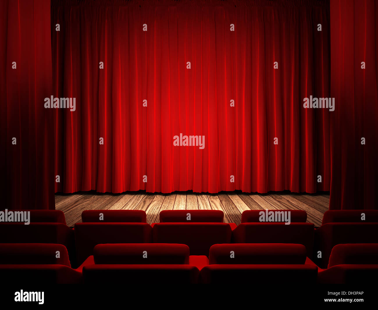 red fabric curtain on stage Stock Photo - Alamy