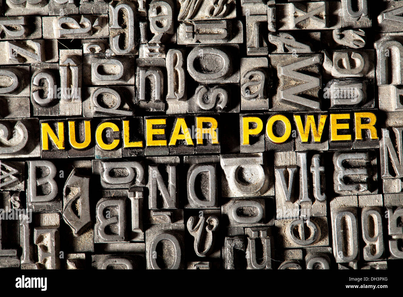 Old lead letters forming the word NUCLEAR POWER Stock Photo - Alamy