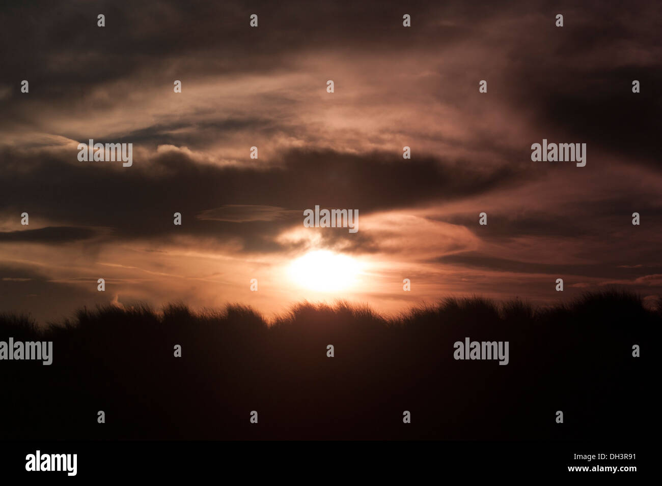 Sunrising over Hill Stock Photo - Alamy