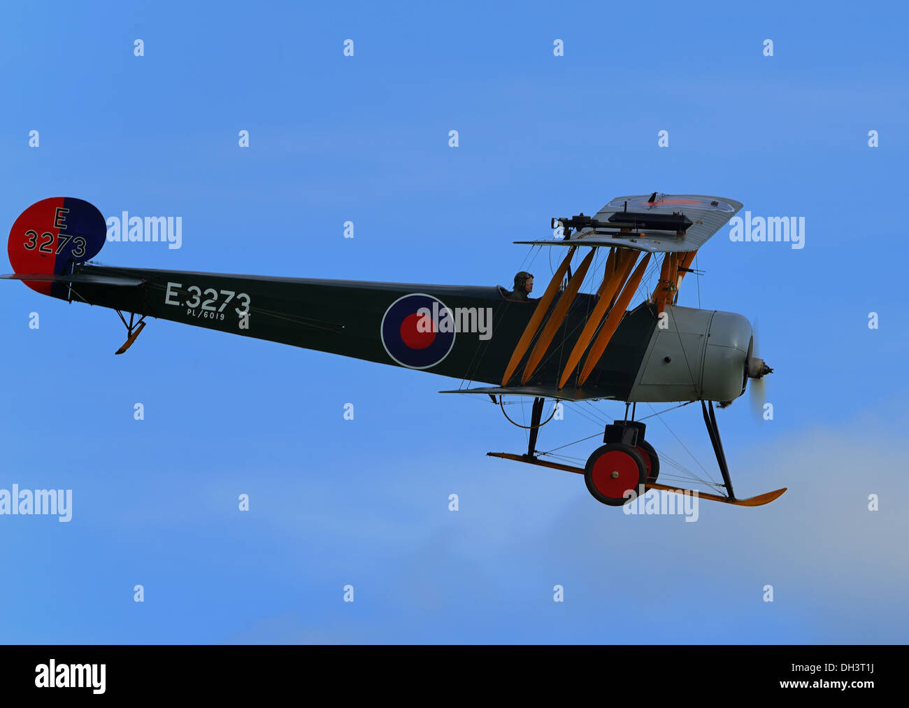 RAF Avro 504K biplane from the Shuttleworth collection flying at Biggleswade,UK, October flying ...