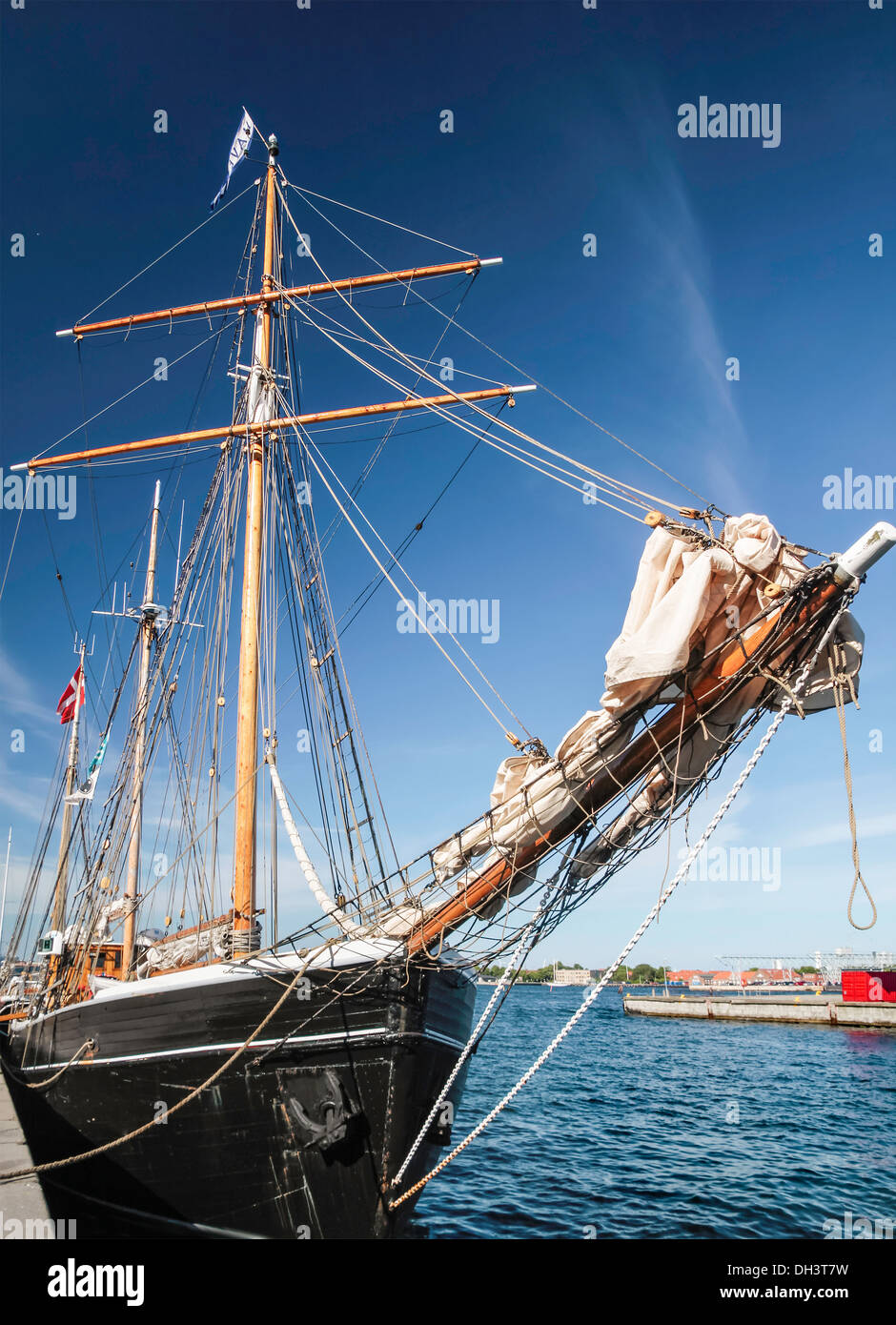 Large, old sailing ship in Amaliehaven, Copenhagen, Denmark Stock Photo ...