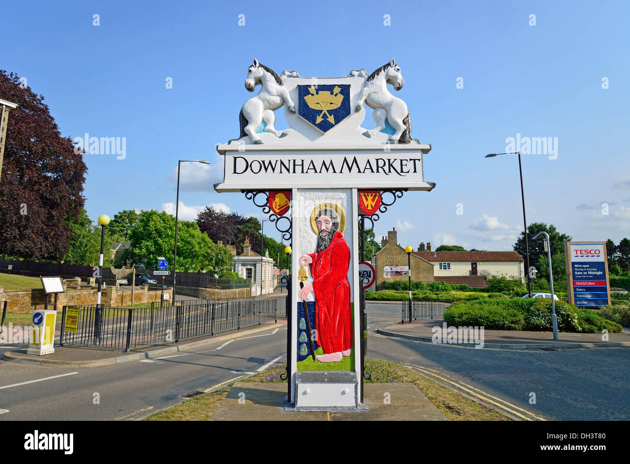 Ornamental town sign, Downham Market, Norfolk, England, United Kingdom ...