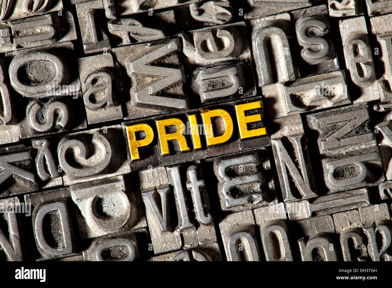 Old lead letters forming the word "PRIDE Stock Photo - Alamy