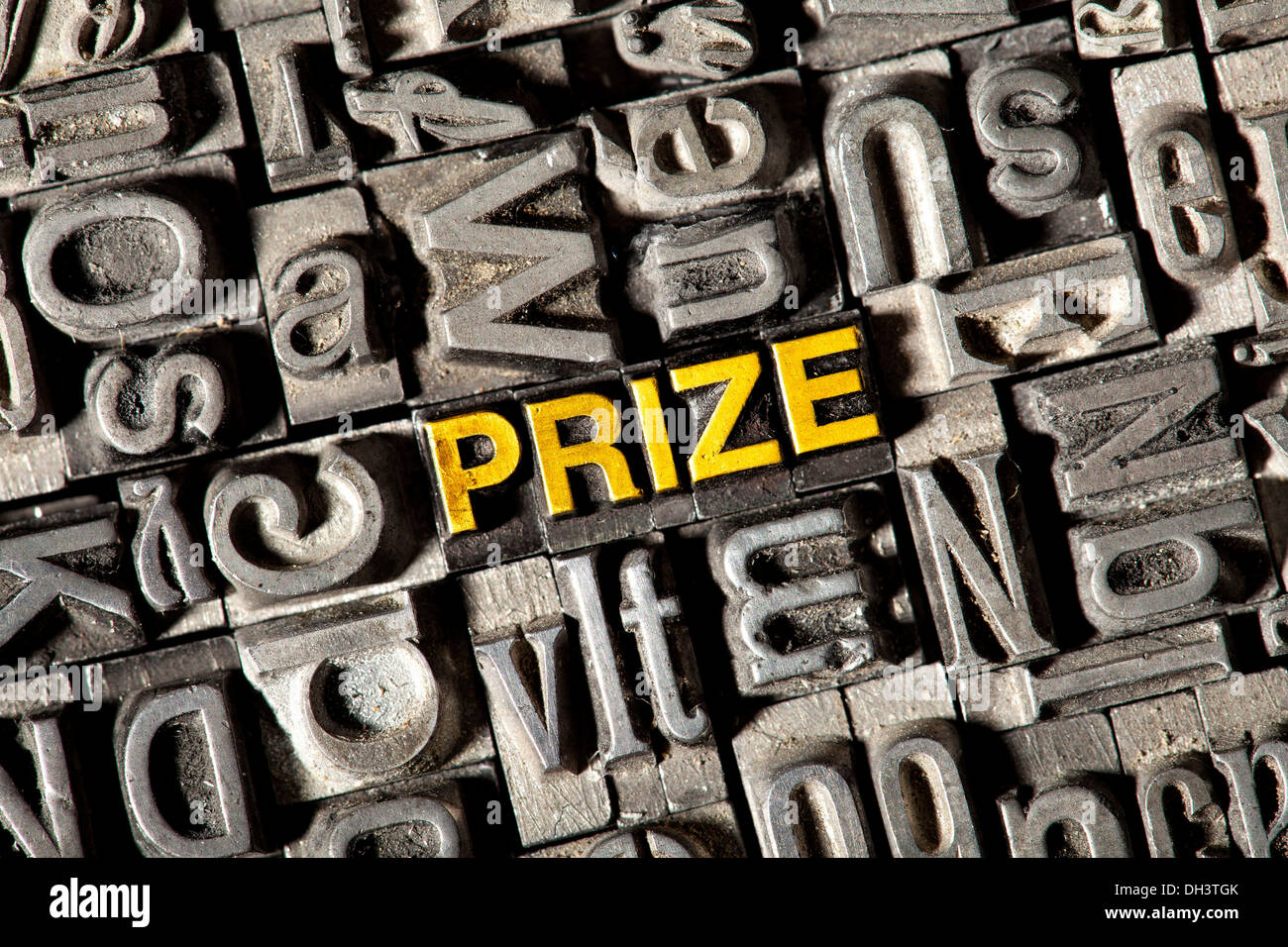Old lead letters forming the word "PRIZE Stock Photo - Alamy