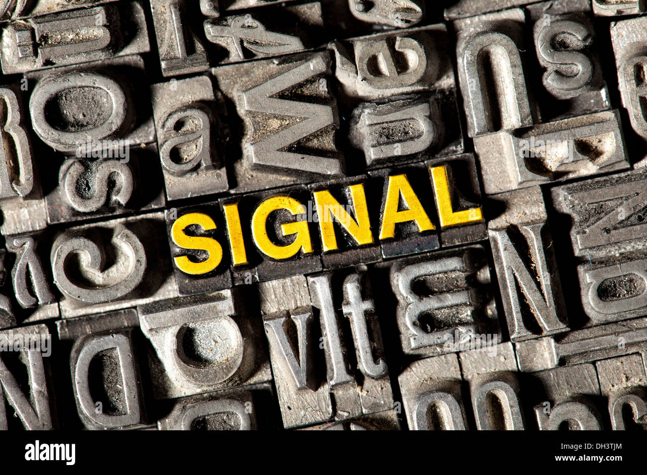 Old lead letters forming the word "SIGNAL Stock Photo - Alamy