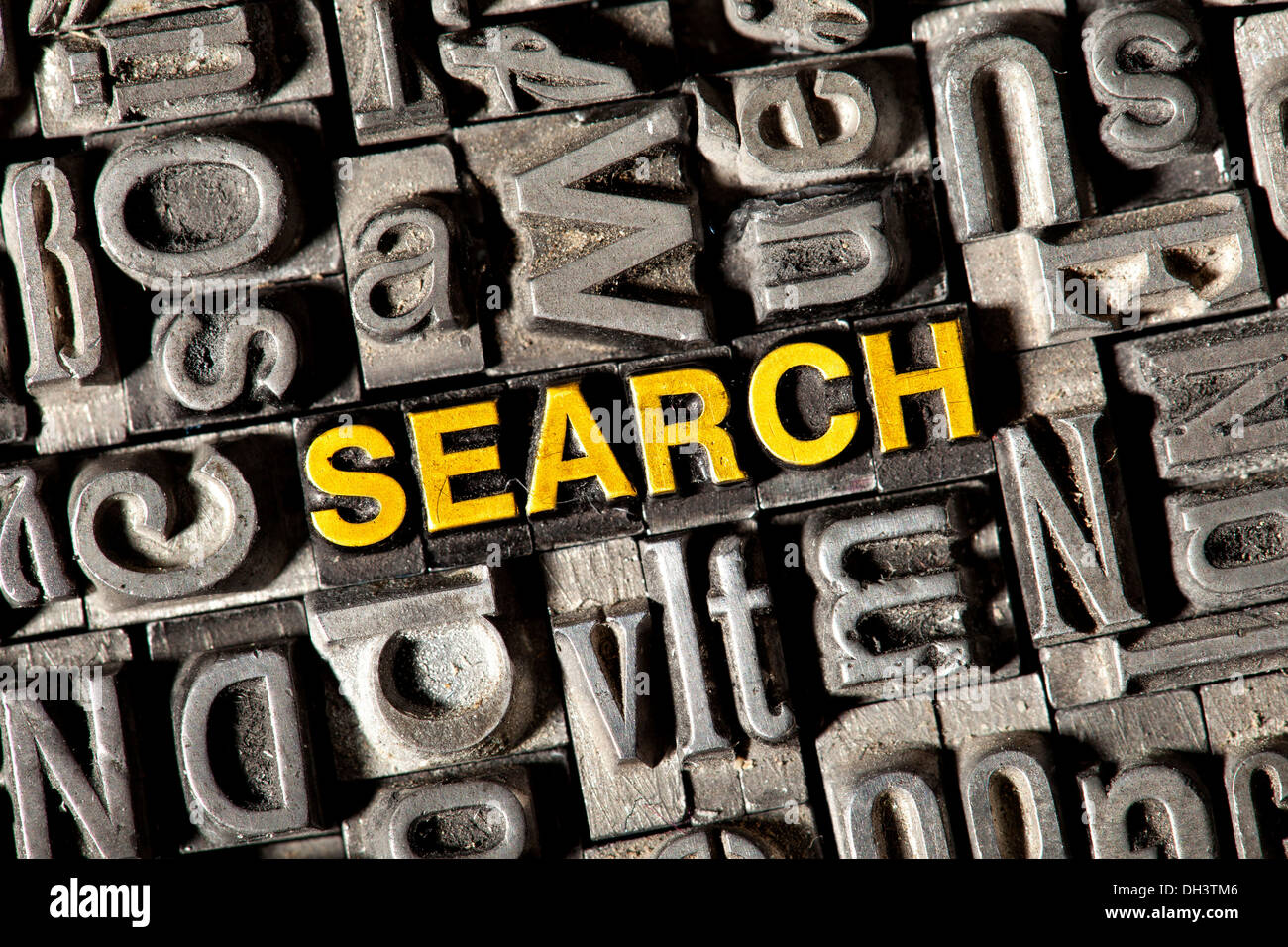 Old lead letters forming the word "SEARCH Stock Photo - Alamy