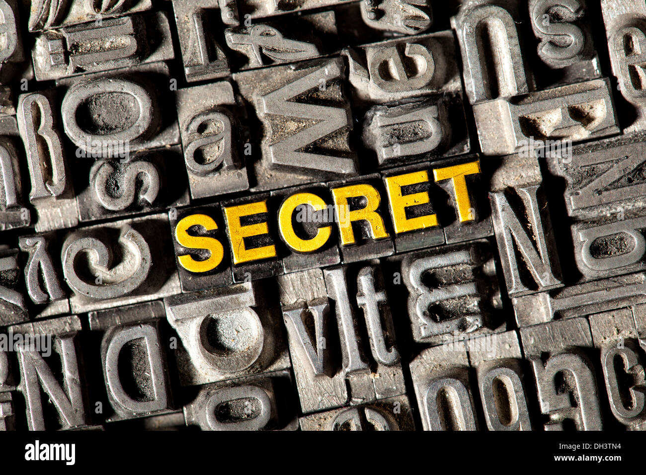 Old lead letters forming the word "SECRET Stock Photo - Alamy