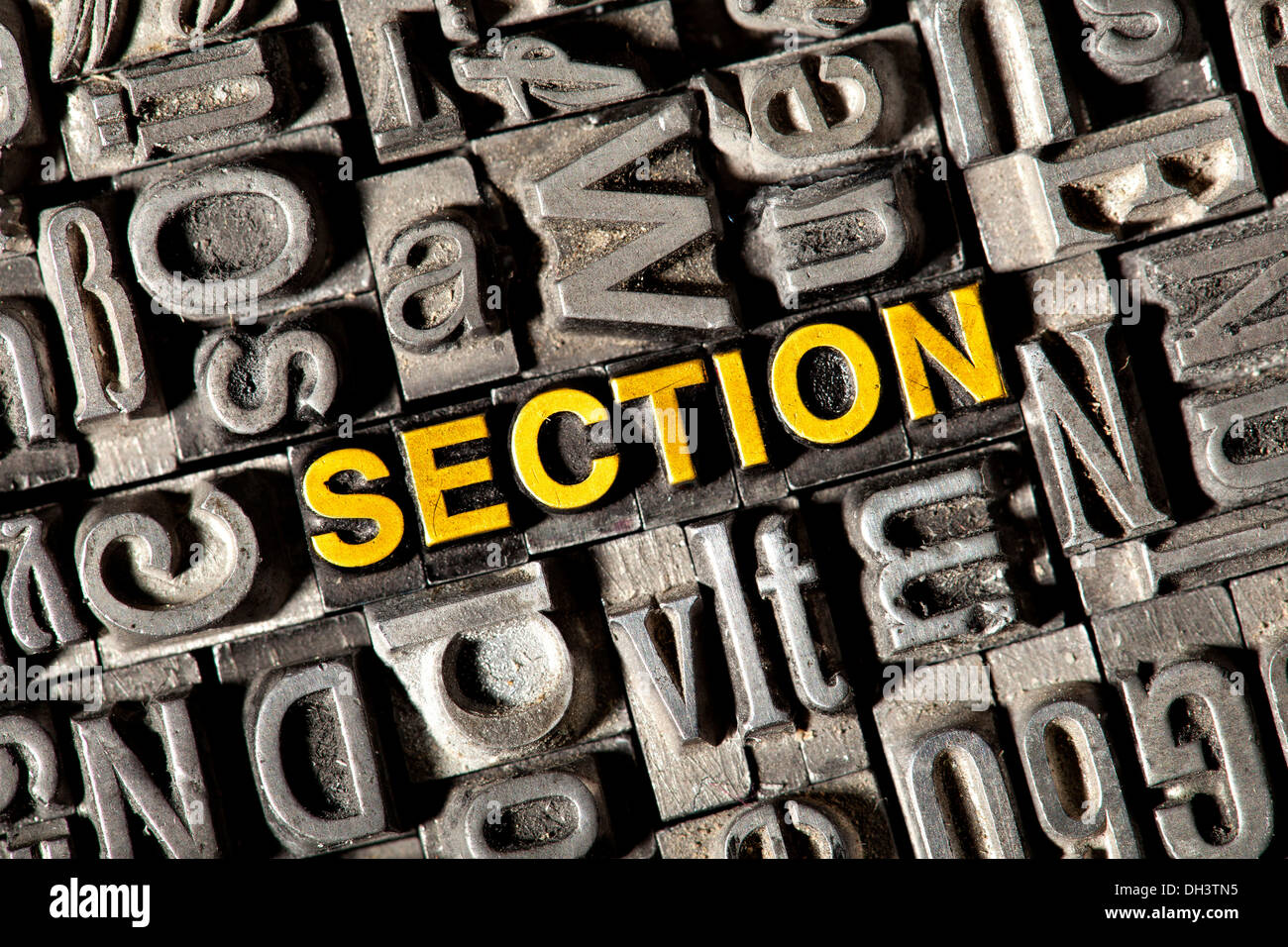 Old lead letters forming the word "SECTION Stock Photo - Alamy