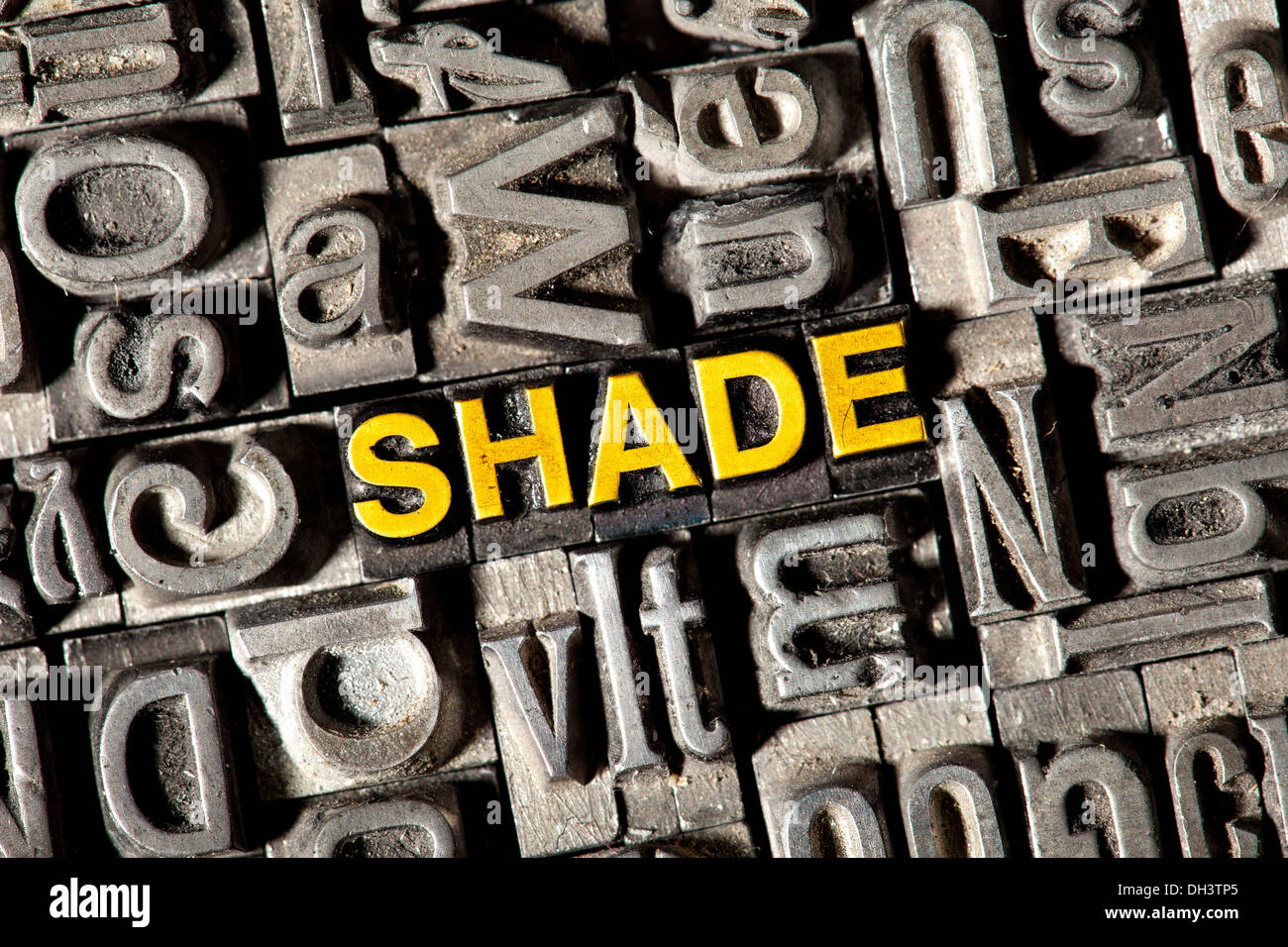 Old lead letters forming the word "SHADE Stock Photo - Alamy