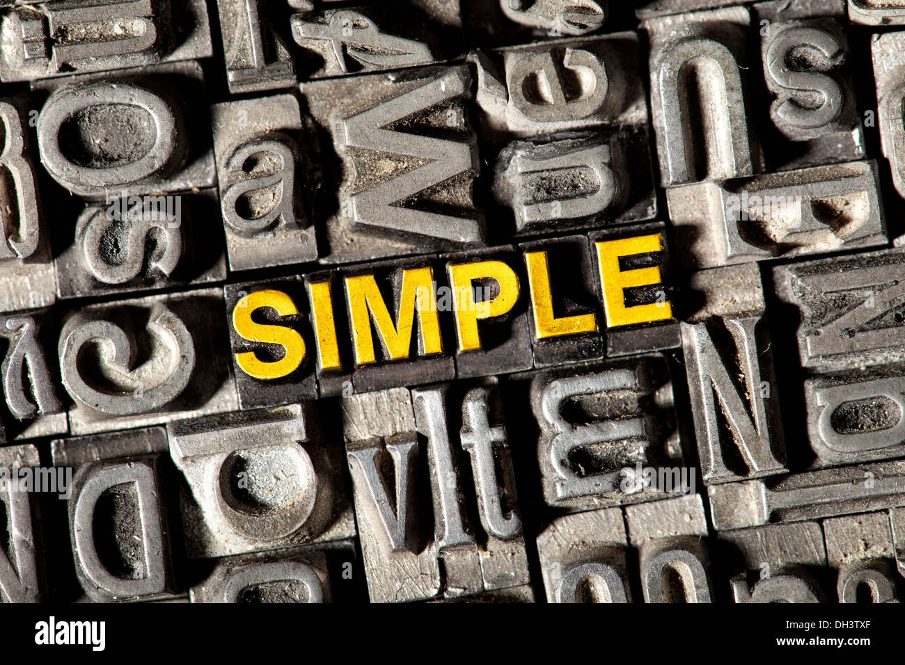 Old lead letters forming the word "SIMPLE Stock Photo - Alamy