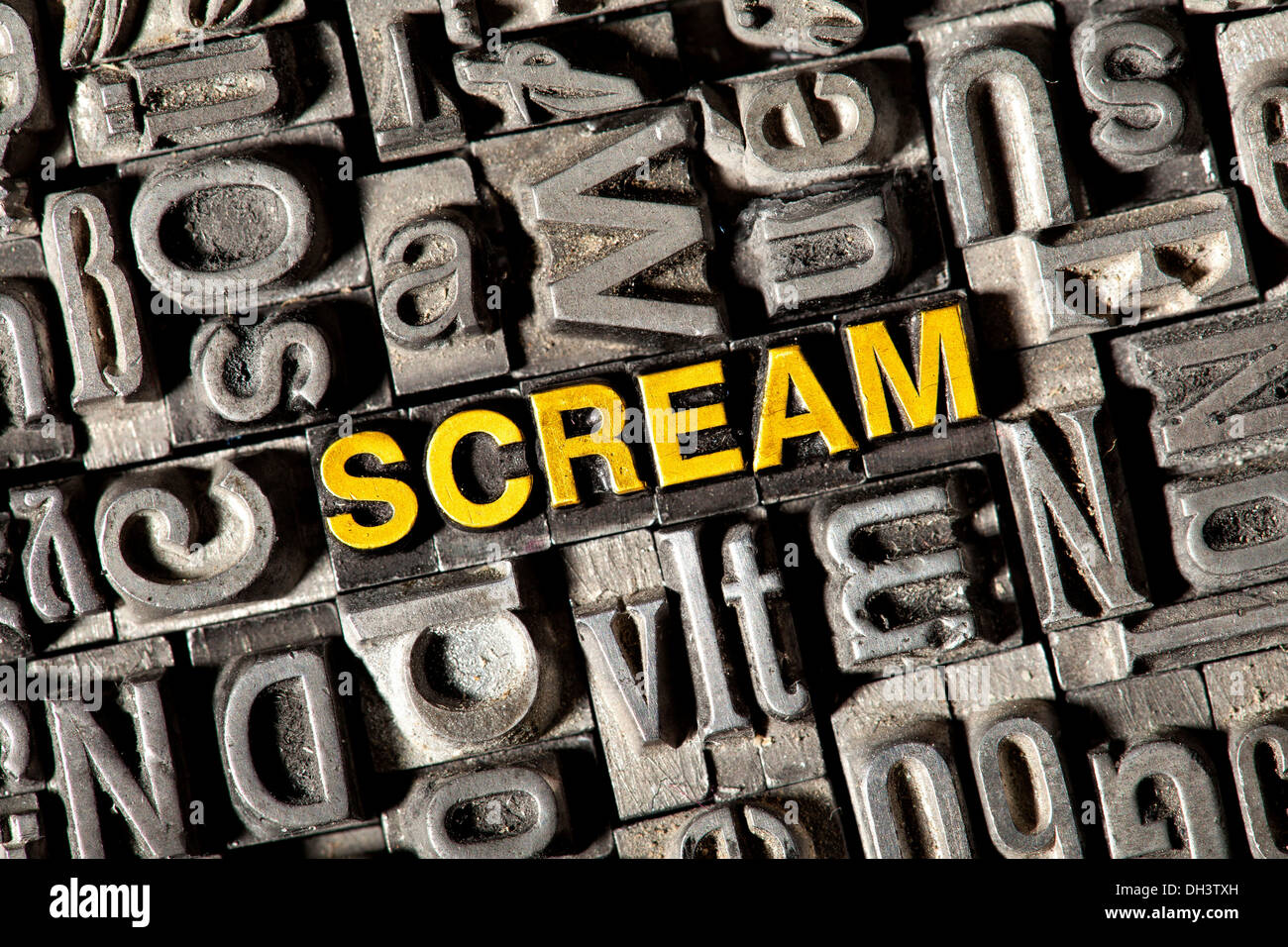 Old lead letters forming the word "SCREAM Stock Photo - Alamy