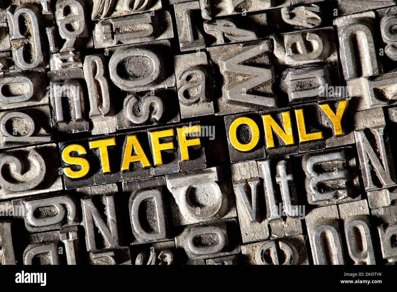 Old lead letters forming the words "STAFF ONLY Stock Photo - Alamy