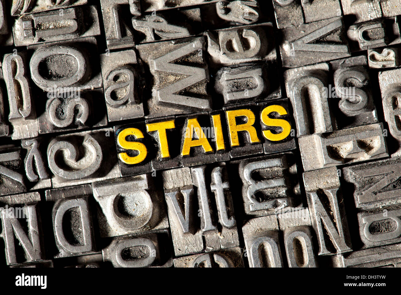Old lead letters forming the word "STAIRS Stock Photo - Alamy