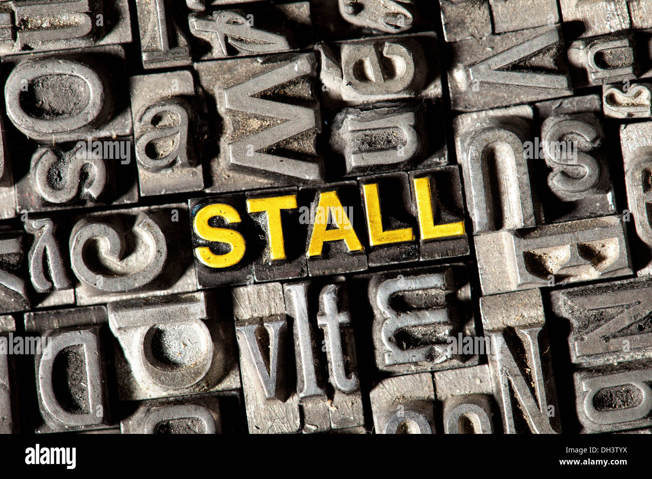 Old lead letters forming the word "STALL Stock Photo - Alamy