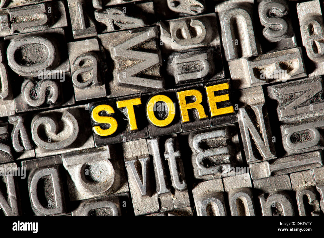 Old lead letters forming the word "STORE Stock Photo - Alamy