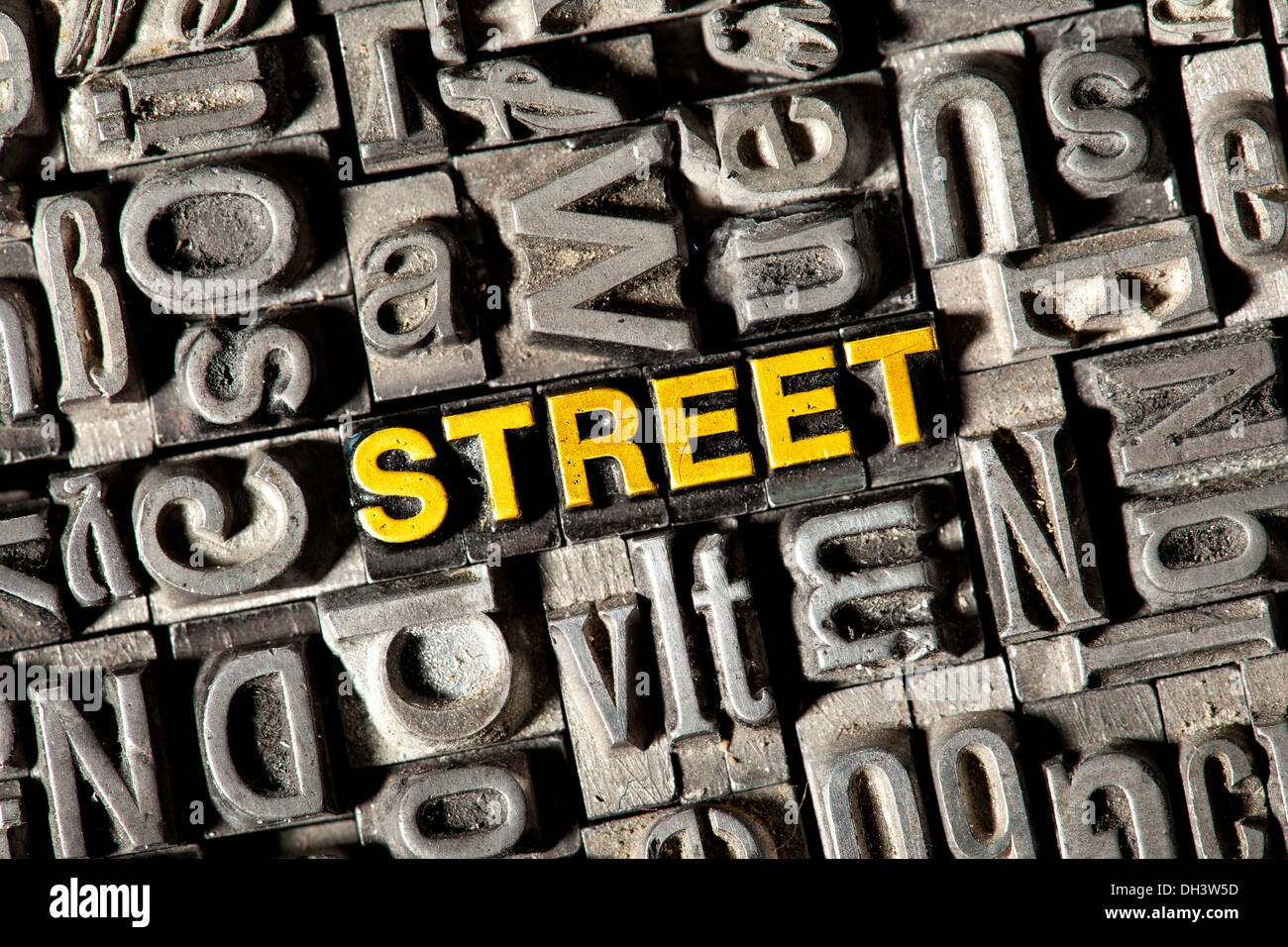 Old lead letters forming the word "STREET Stock Photo - Alamy