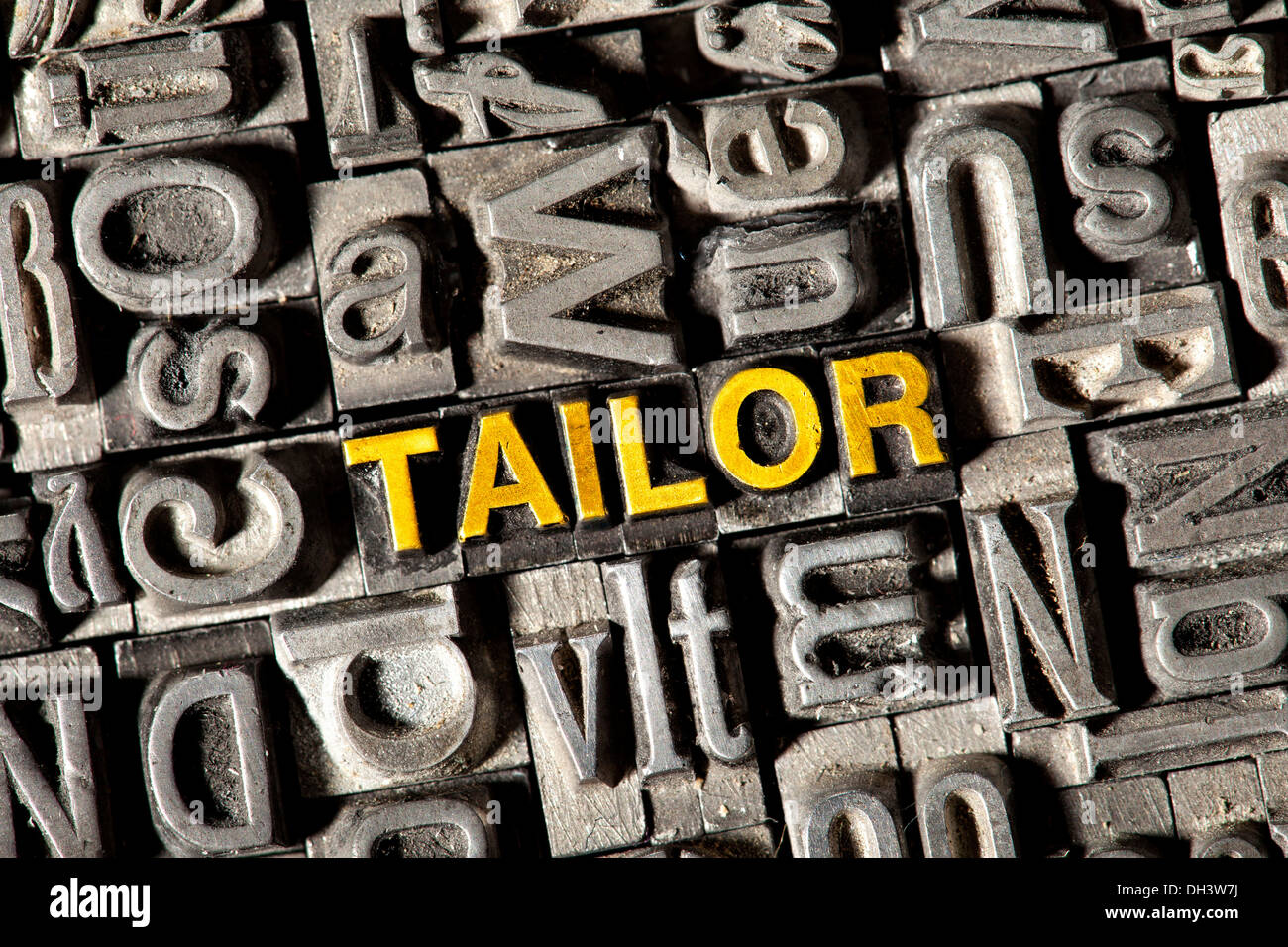 Old lead letters forming the word "TAILOR Stock Photo - Alamy