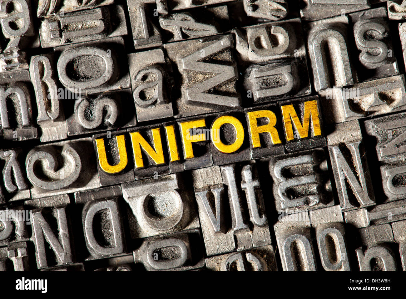 Old lead letters forming the word Uniform Stock Photo - Alamy