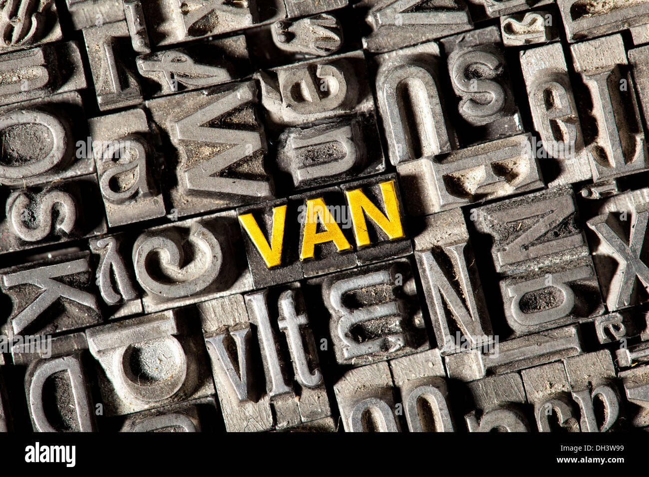 Old lead letters forming the word Van Stock Photo - Alamy