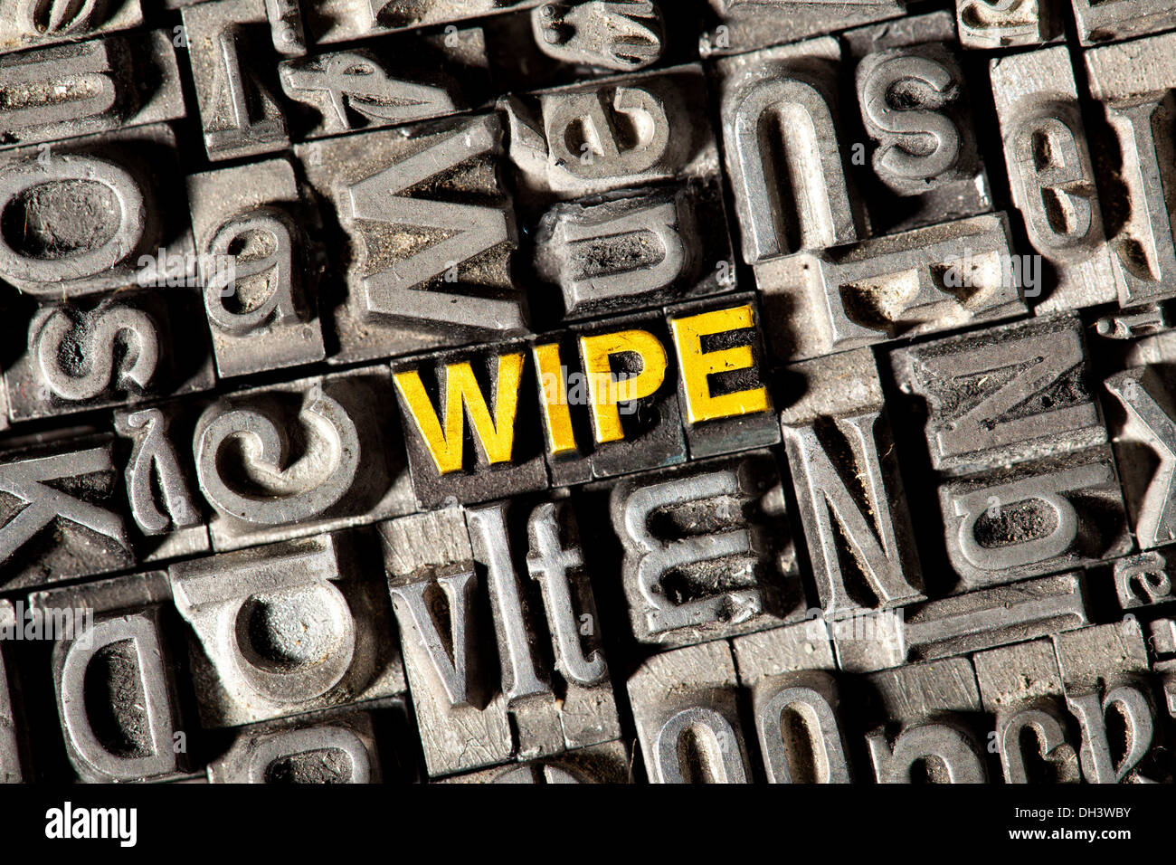 Old lead letters forming the word "wipe Stock Photo - Alamy