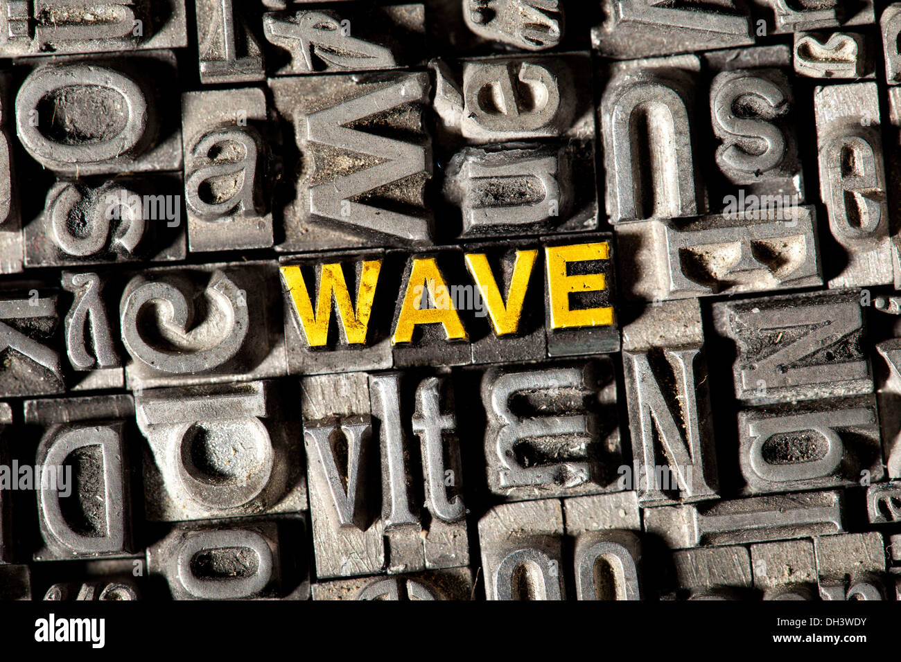 Old lead letters forming the word Wave Stock Photo - Alamy