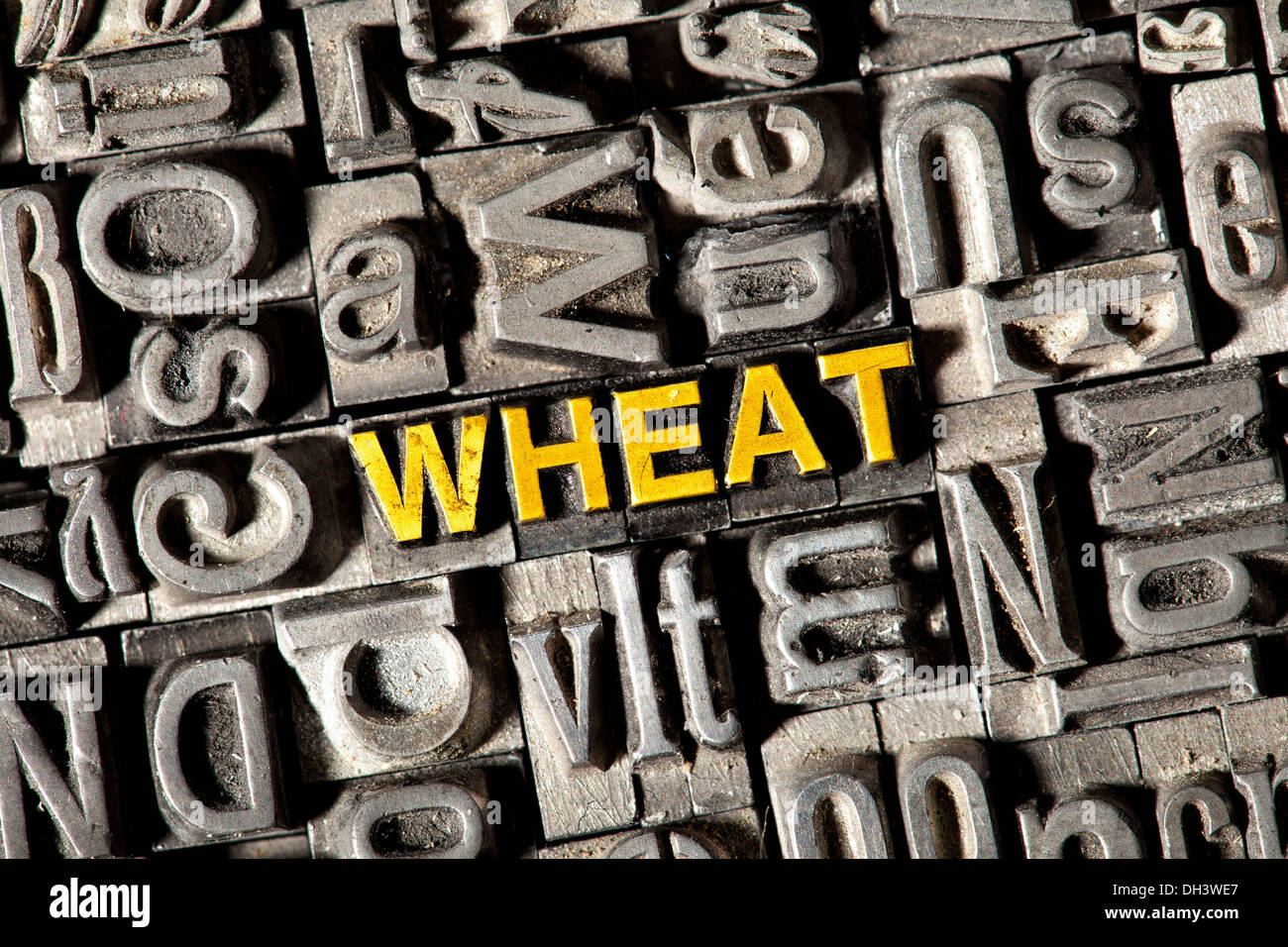 Old lead letters forming the word Wheat Stock Photo - Alamy