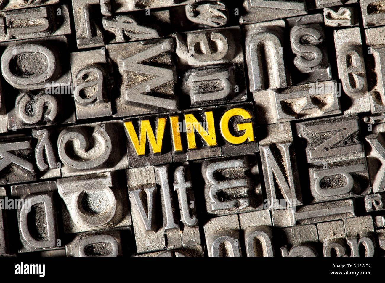Old lead letters forming the word "wing Stock Photo - Alamy