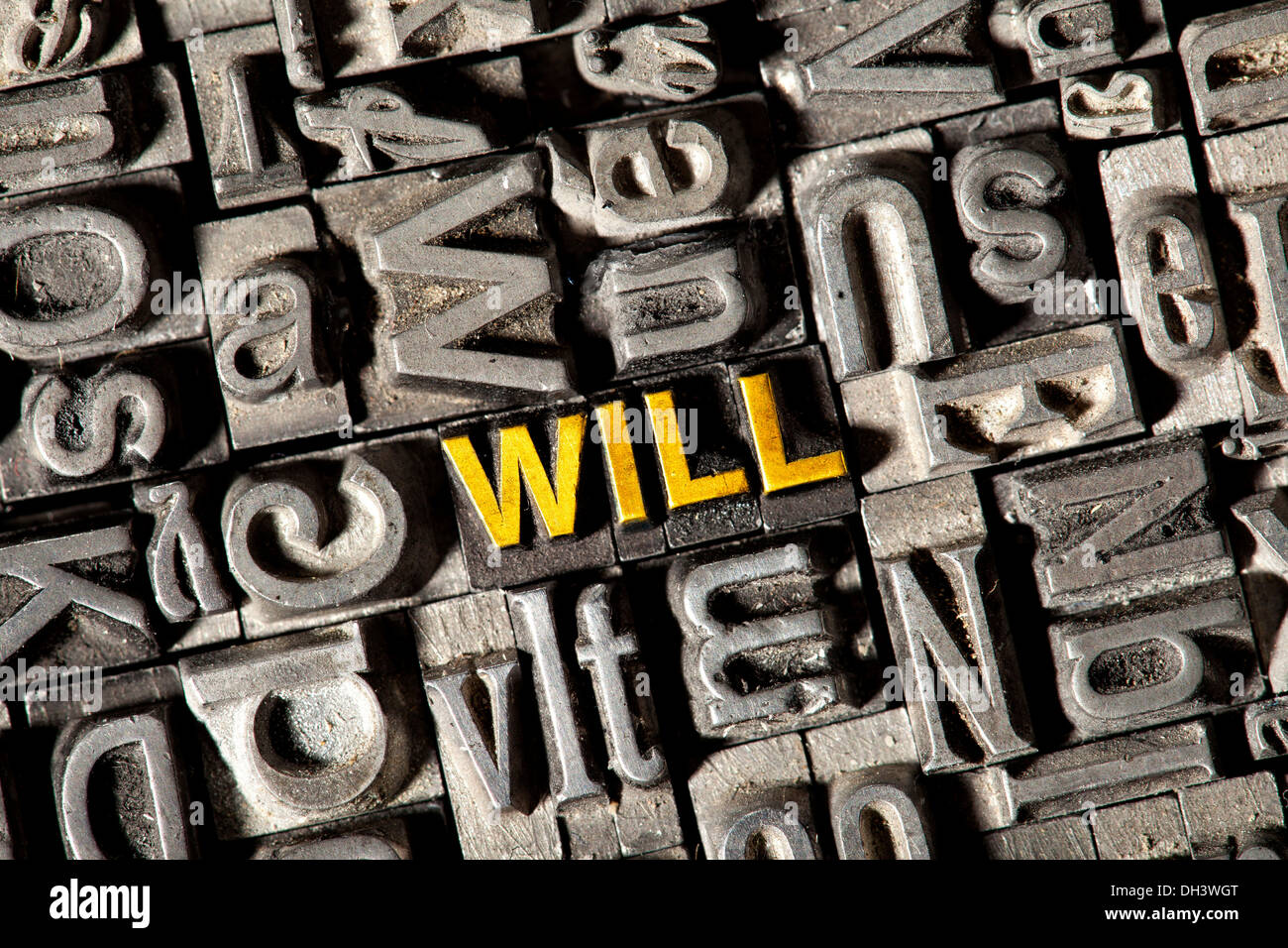 Old lead letters forming the word "will Stock Photo - Alamy