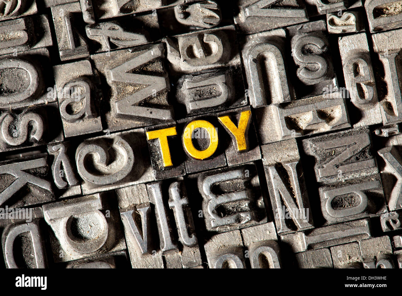 Old lead letters forming the word Toy Stock Photo - Alamy